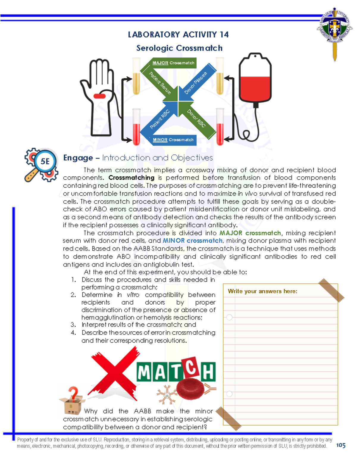 MLS 323L - Laboratory Activity 14: Serologic Crossmatching Techniques ...