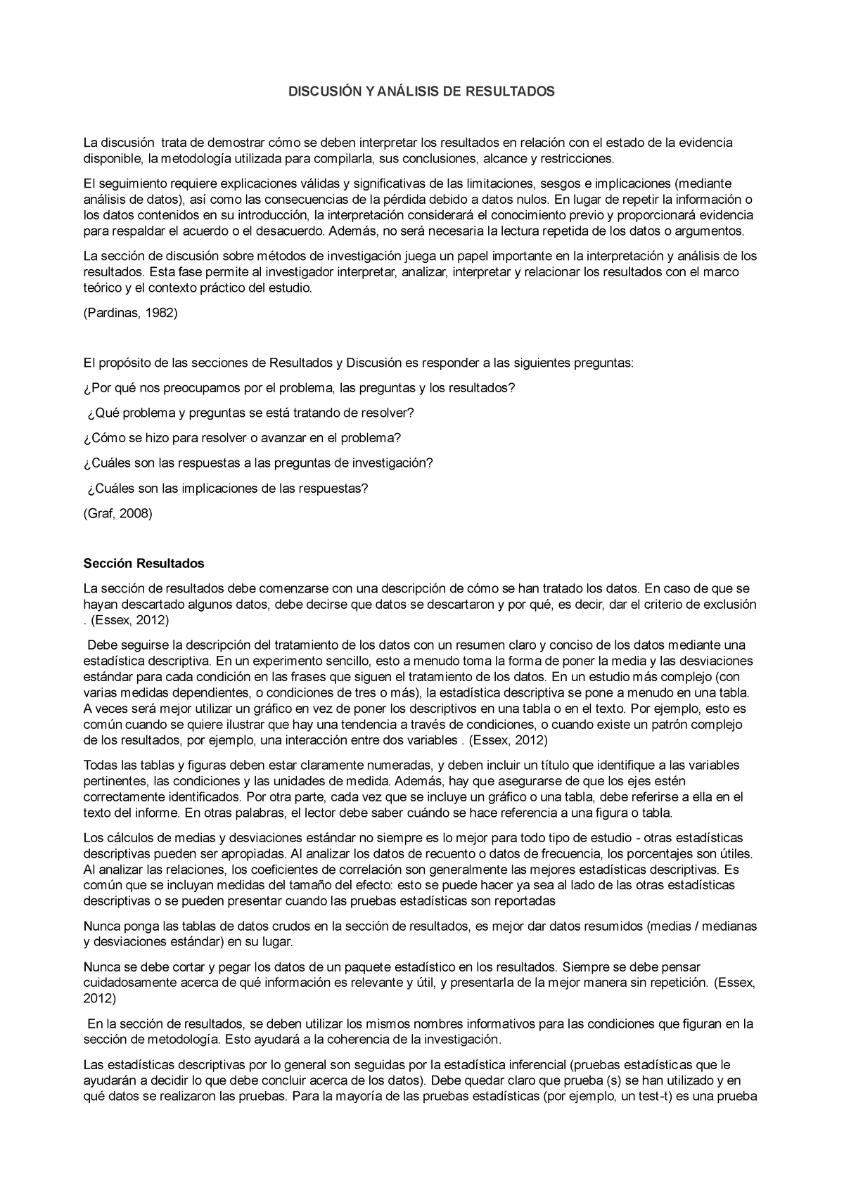 Análisis y Discusión de Resultados en Investigación Científica - Studocu