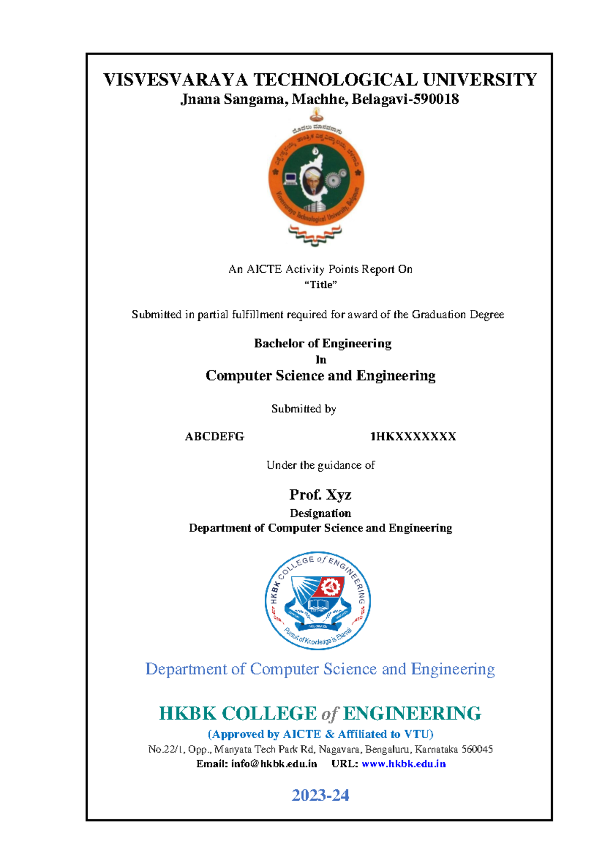 AICTE Activity Points Report - Bachelor of Engineering CSE - 2023-24 ...