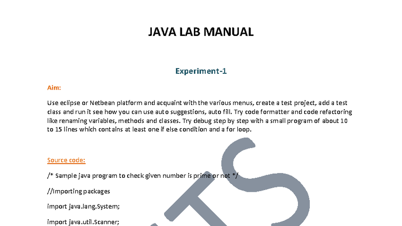 JAVA LAB MANUAL: Comprehensive Guide to Java Programming Techniques ...