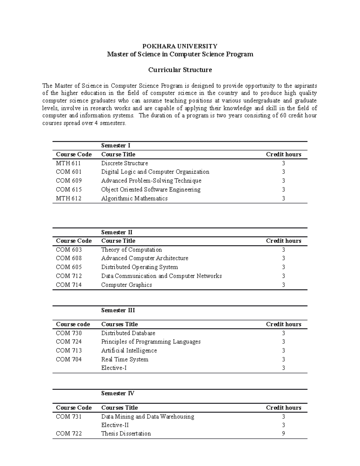 M Sc Computer Science Syllabus Overview and Structure - Studocu