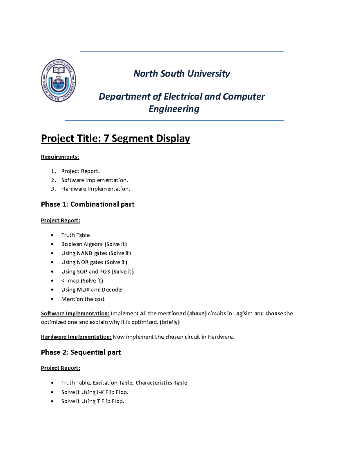 CSE231 Project Report - 7 Segment Display Implementation - Studocu
