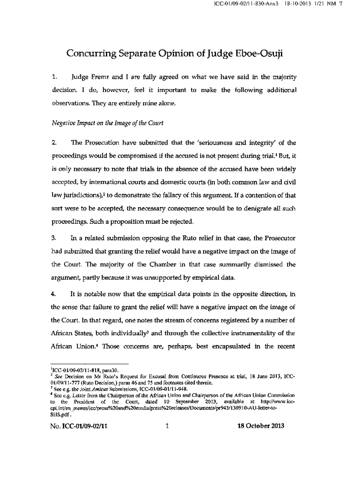 Concurring Opinion of Judge Eboe-Osuji on State Practice Issues - Studocu