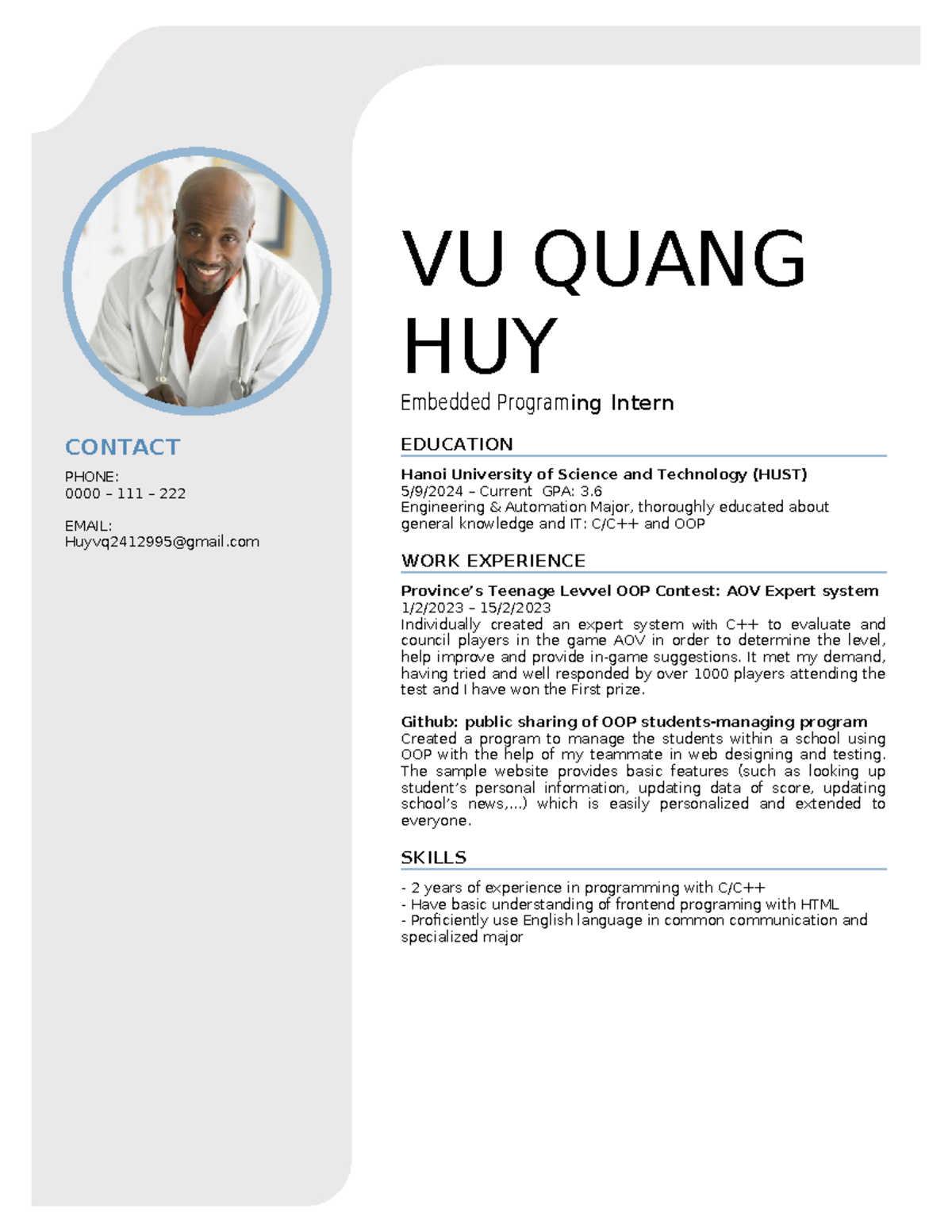 CV - Embedded Programming Intern Application - Studocu