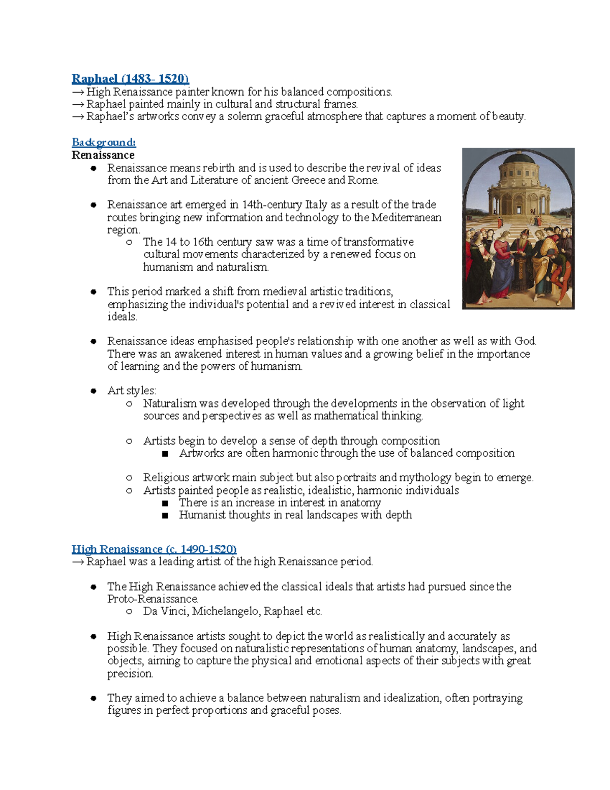 Raphael Renaissance Artist Study - Raphael (1483- 1520) → High ...