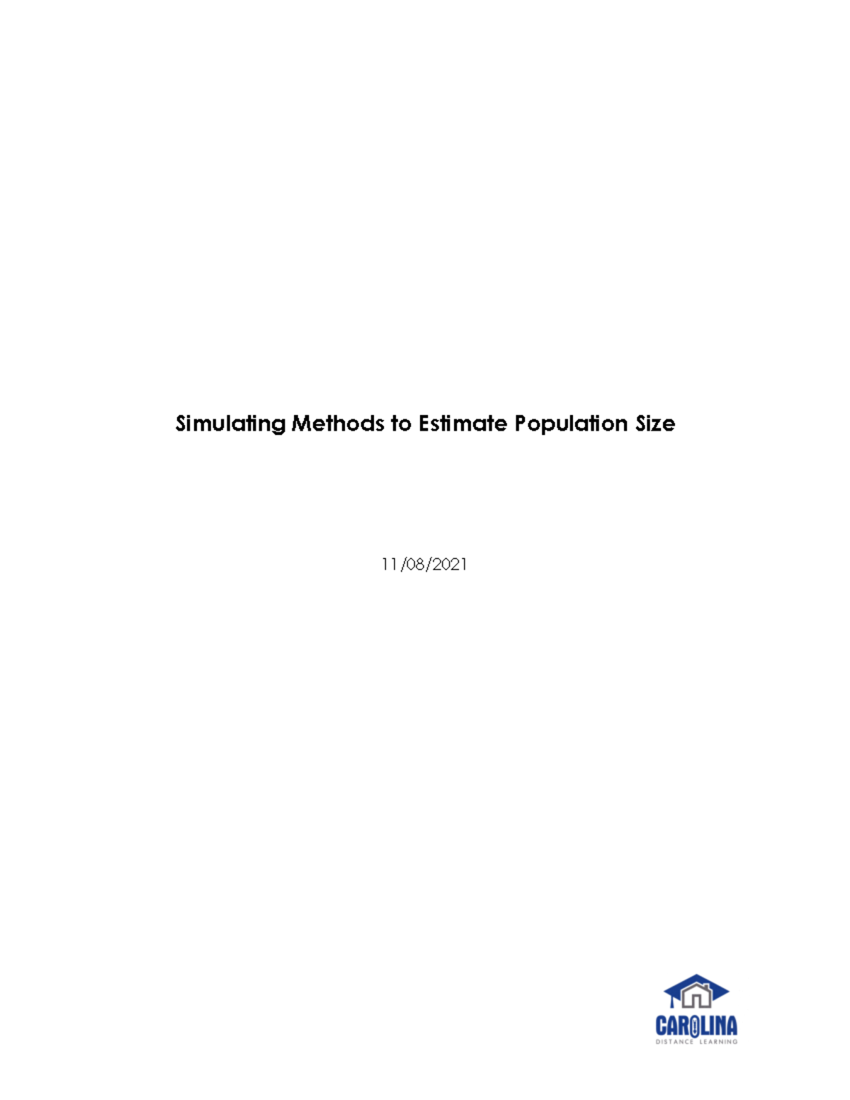 Biology Week 11 Lab - N/A - Simulating Methods to Estimate Population ...
