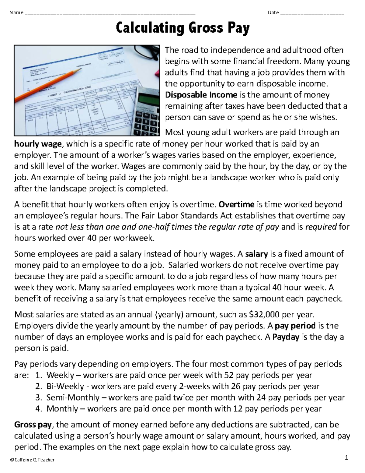 3.0 Lesson Notes: Understanding Gross Pay Calculation - Studocu
