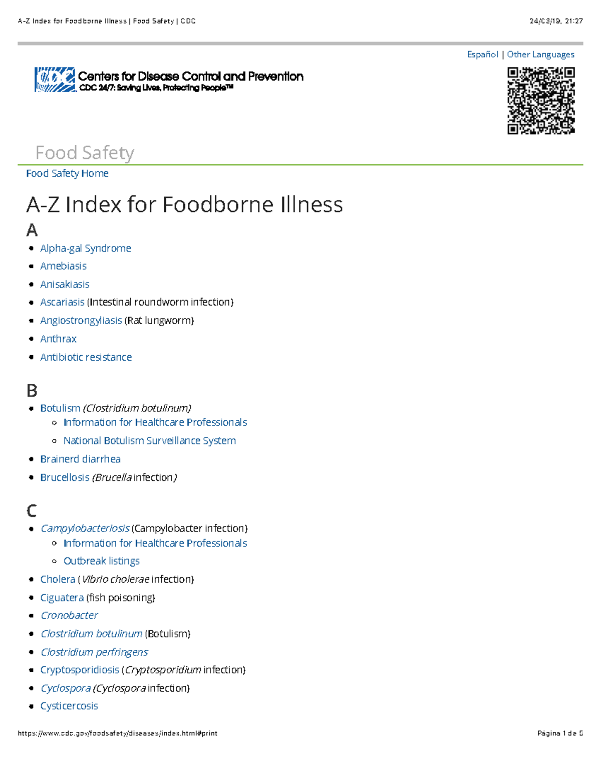 A-Z Index for Foodborne Illness Food Safety CDC - !"#$%&'()(*+,-.(/$012 ...