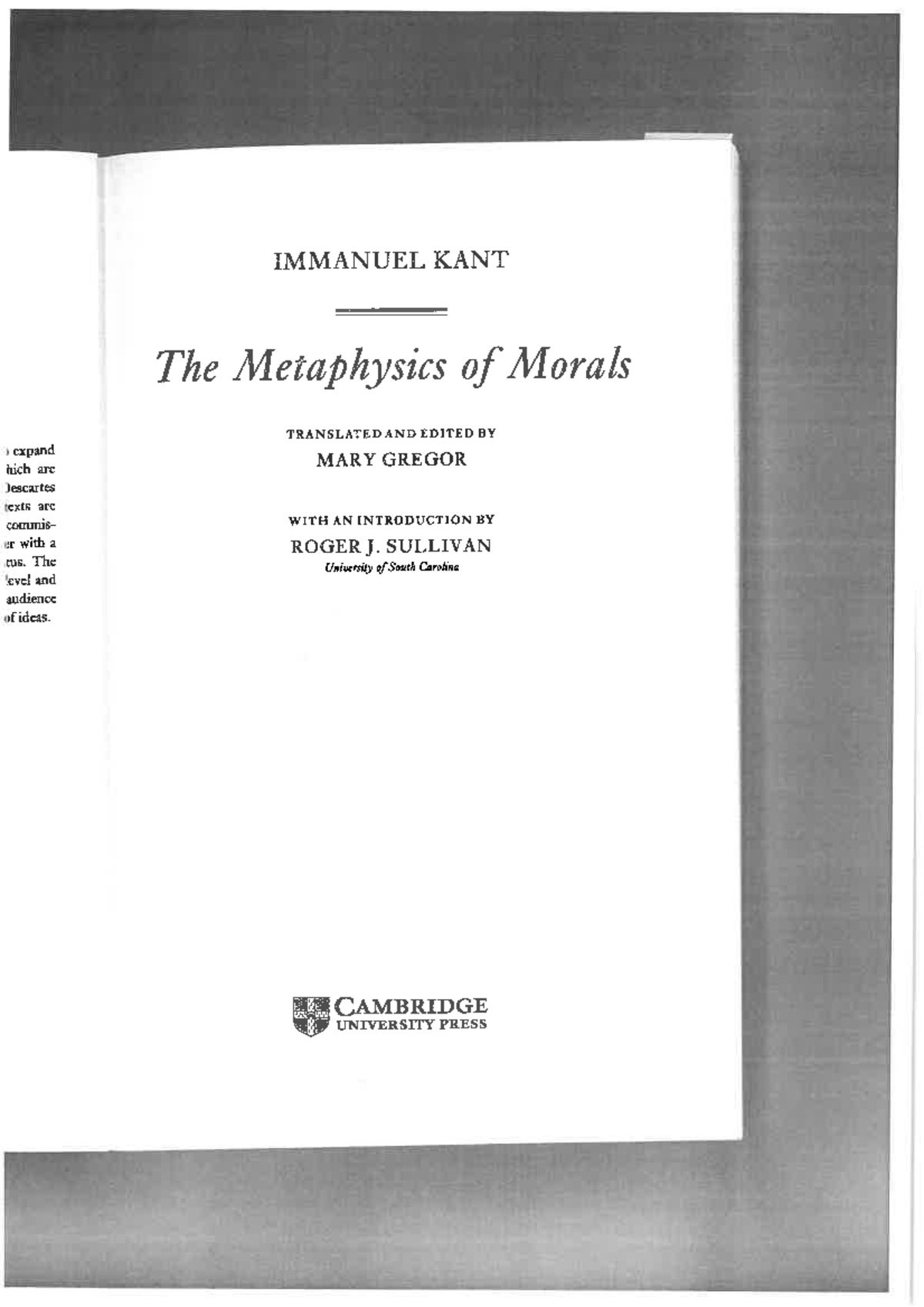 KANT MM: The Metaphysics of Morals - Key Concepts and Analysis - Studocu
