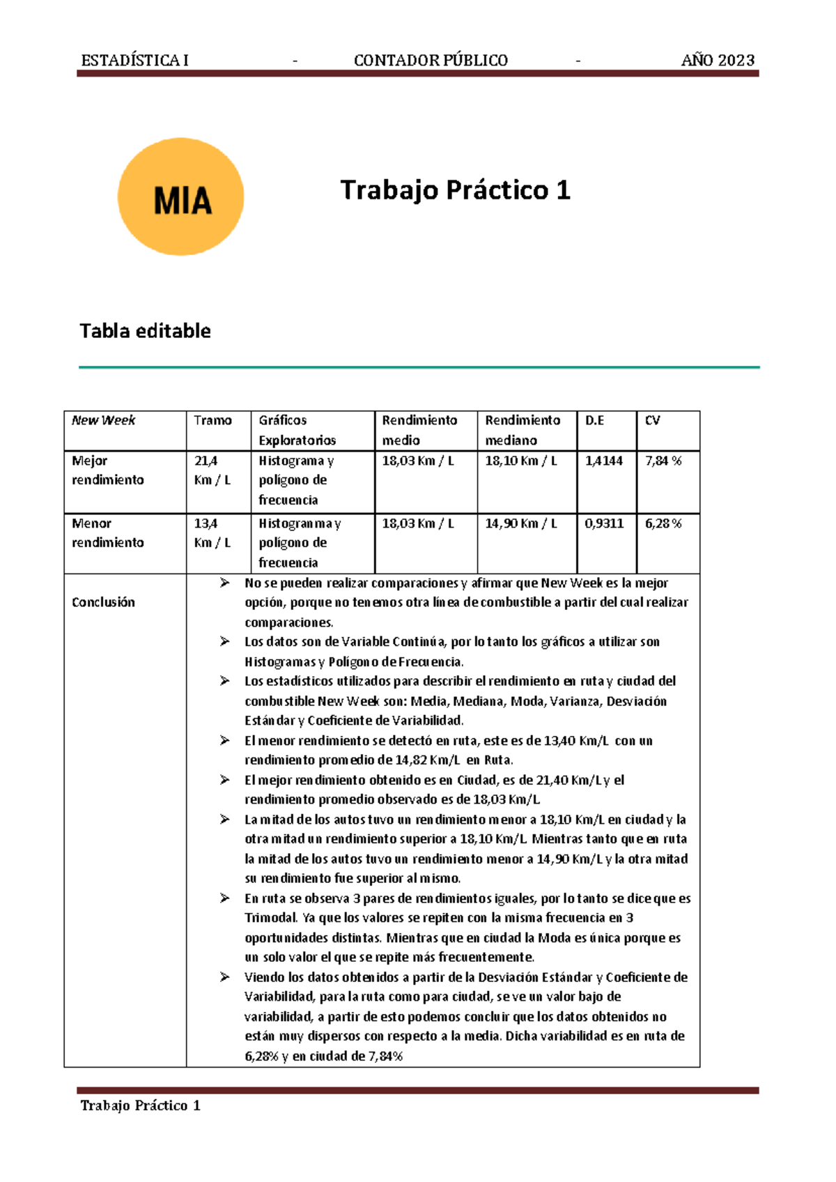 TP1 Final - Tp1 Estadística 1 - ESTADÕSTICA I - CONTADOR P⁄BLICO - A—O ...