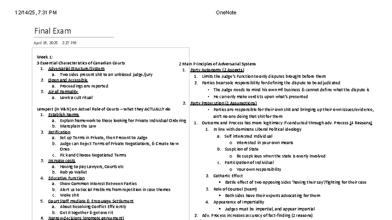 LAWS 1002 Final Exam Review: Key Characteristics of Canadian Courts ...