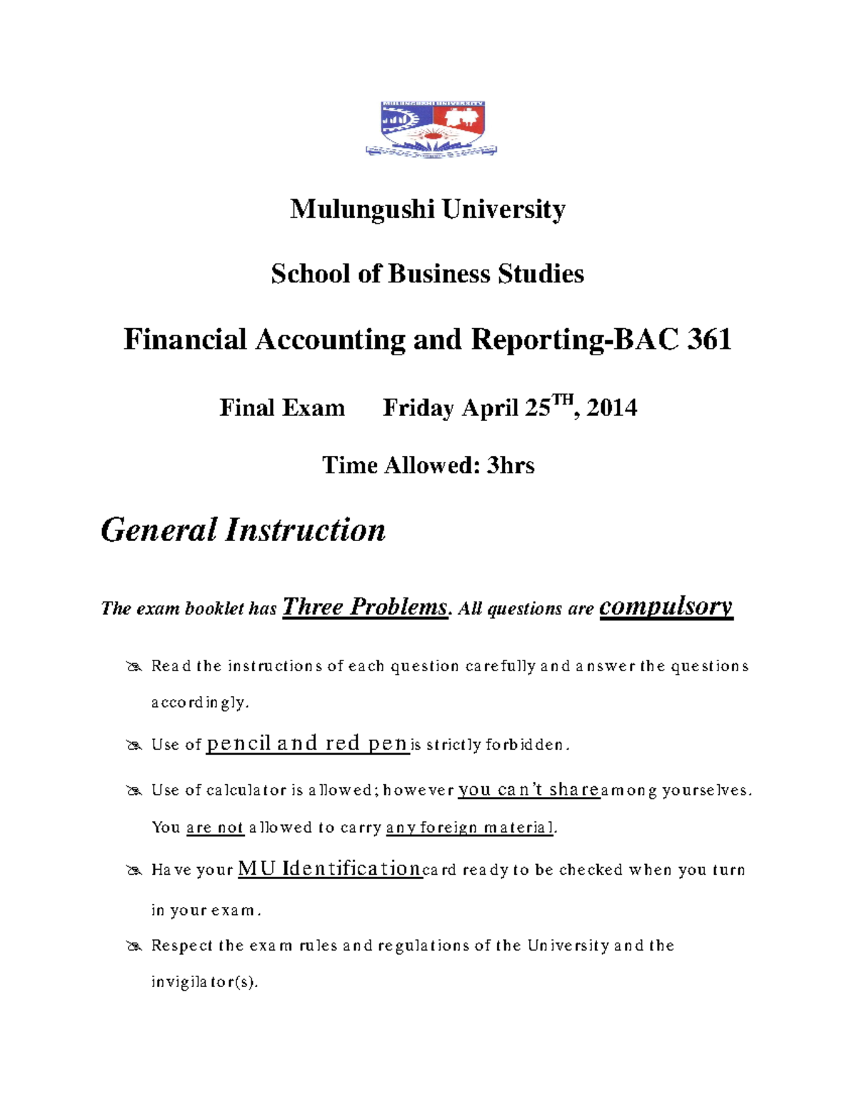 BAF 311 BAC 361 Financial Accounting Past Exam Papers & Answers - Studocu
