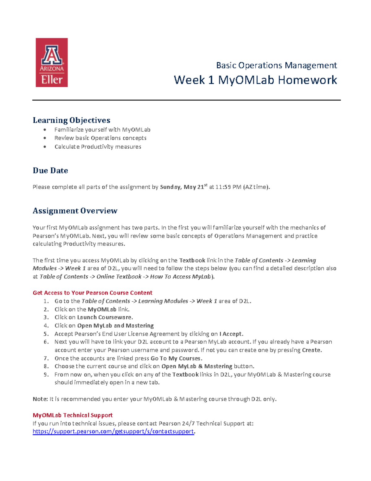 UG OSCM 373 Week 1 My OMLab Homework - Basic Operations Management Week ...