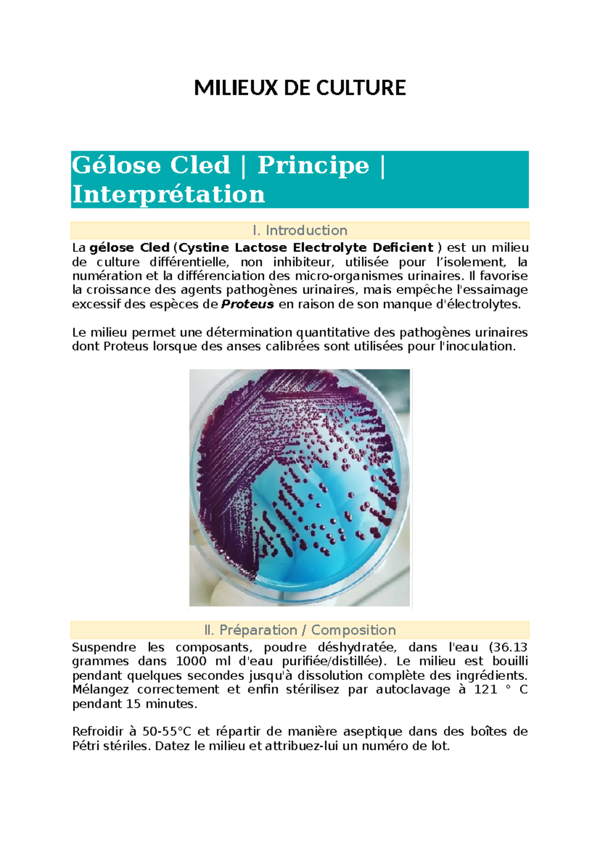 Gélose Cled : Principes, Préparation et Interprétation - Biologie 101 ...