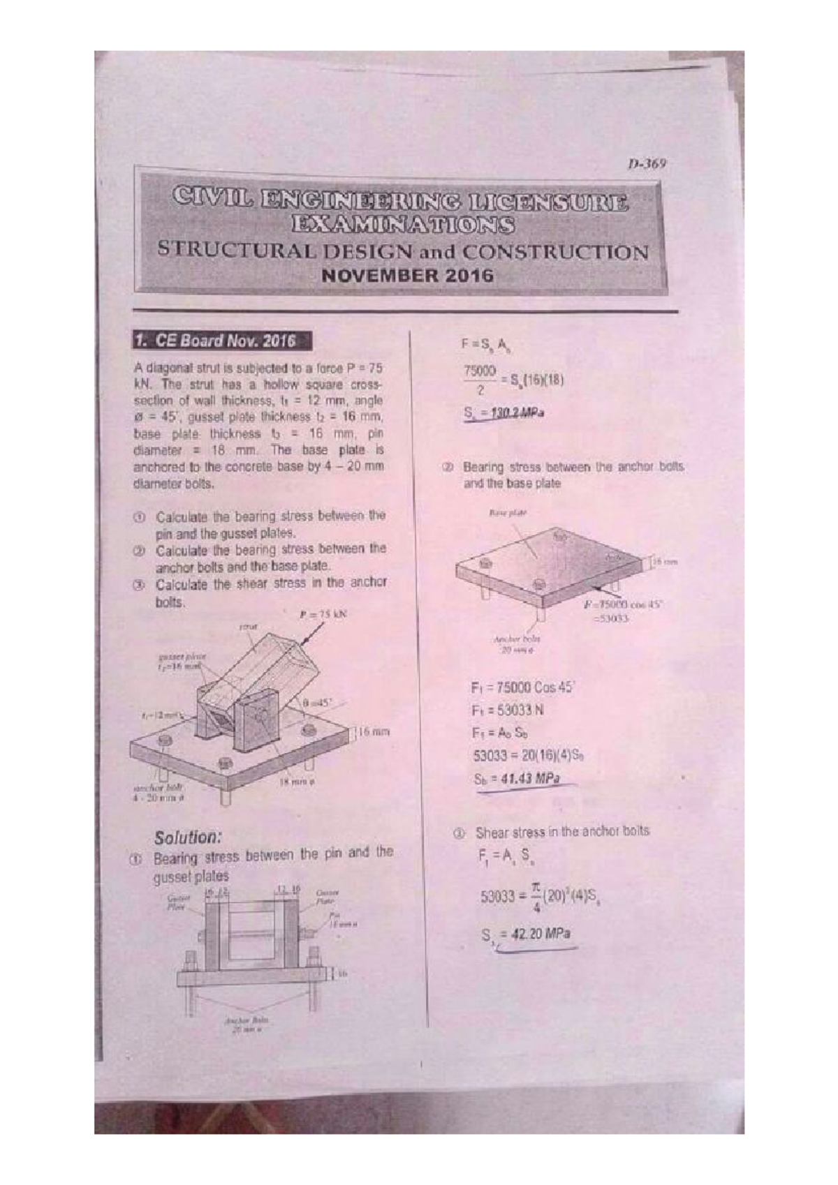 CE Board Exam Nov. 2016: Structural Design & Construction Solutions ...