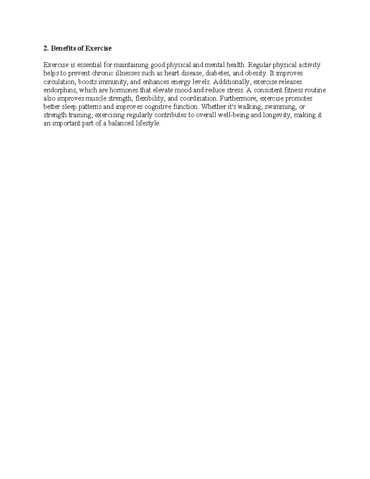 In conclusion - good - Benefits of Exercise Exercise is essential for ...