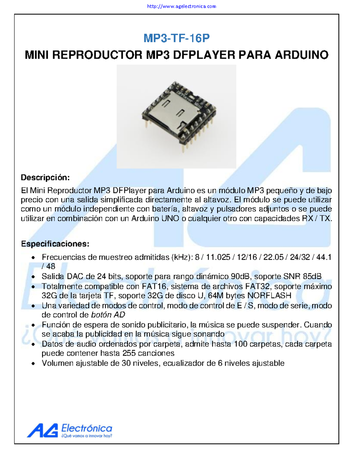 MP3-TF-16P - Mini Reproductor MP3 DFPlayer para Arduino: Guía de Uso ...