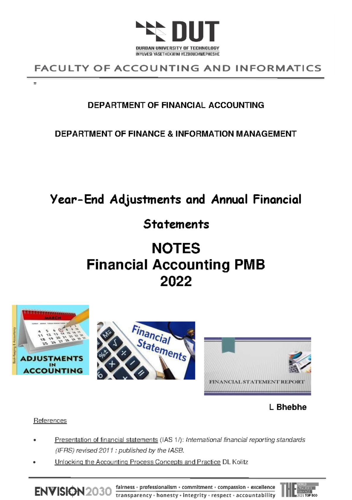 Adjustments Guide for Year-End Financial Statements 2022 - Studocu