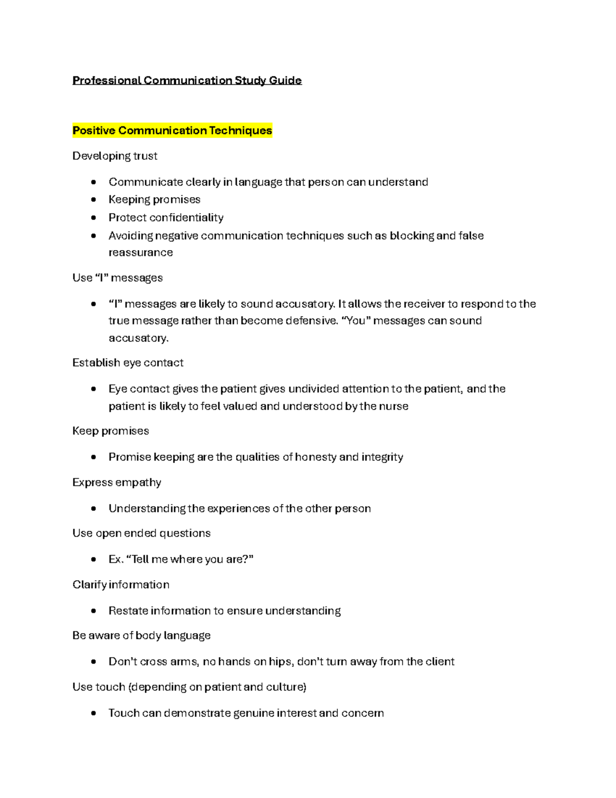 Professional Communication Techniques Study Guide (PC 101) - Studocu