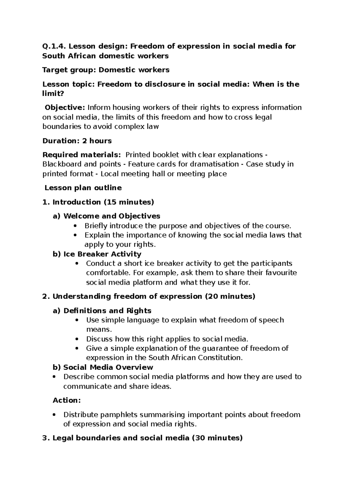 Lesson Plan: Freedom of Expression in Social Media for Domestic Workers ...