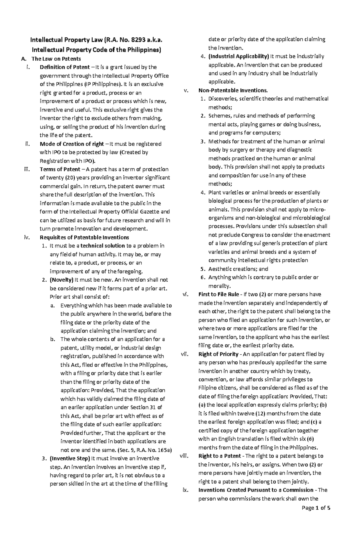 Intellectual Property Law - No. 8293 a.k. Intellectual Property Code of ...