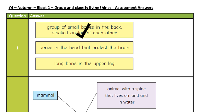 Y4 Autumn Block 1 - Group & Classify Living Things Answers - Studocu