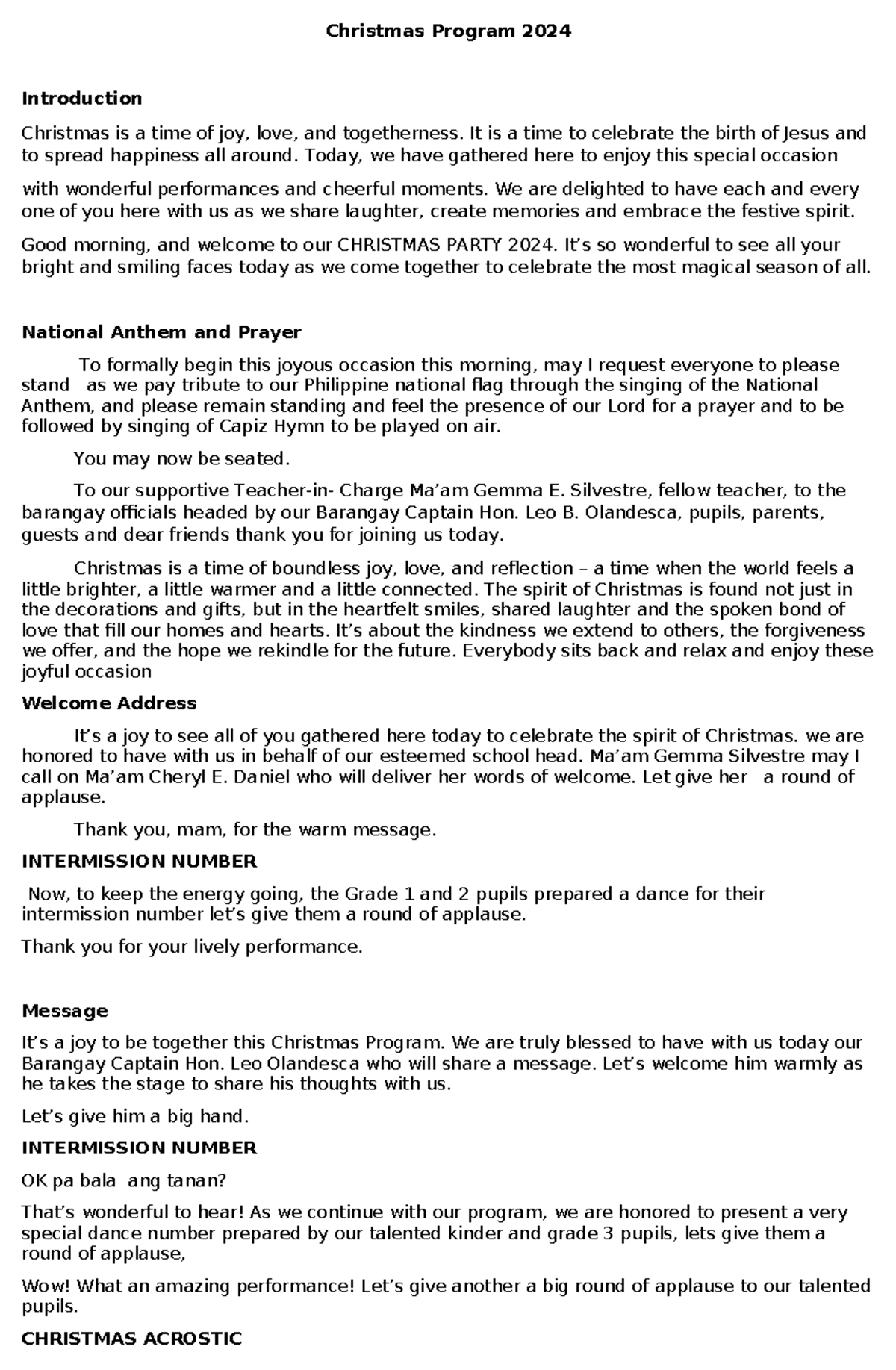 Christmas Program 2024 - Christmas Program 2024 Introduction Christmas ...