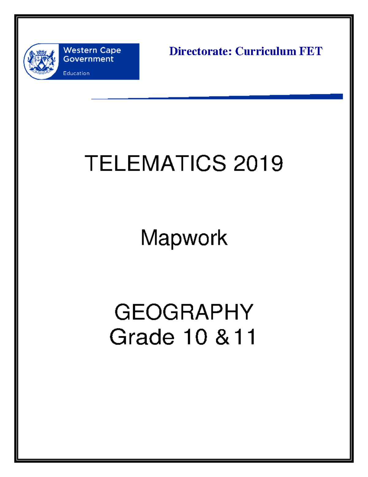 Grade 10 & 11 Geography Mapwork Study Guide (FET TELEMATICS 2019) - Studocu