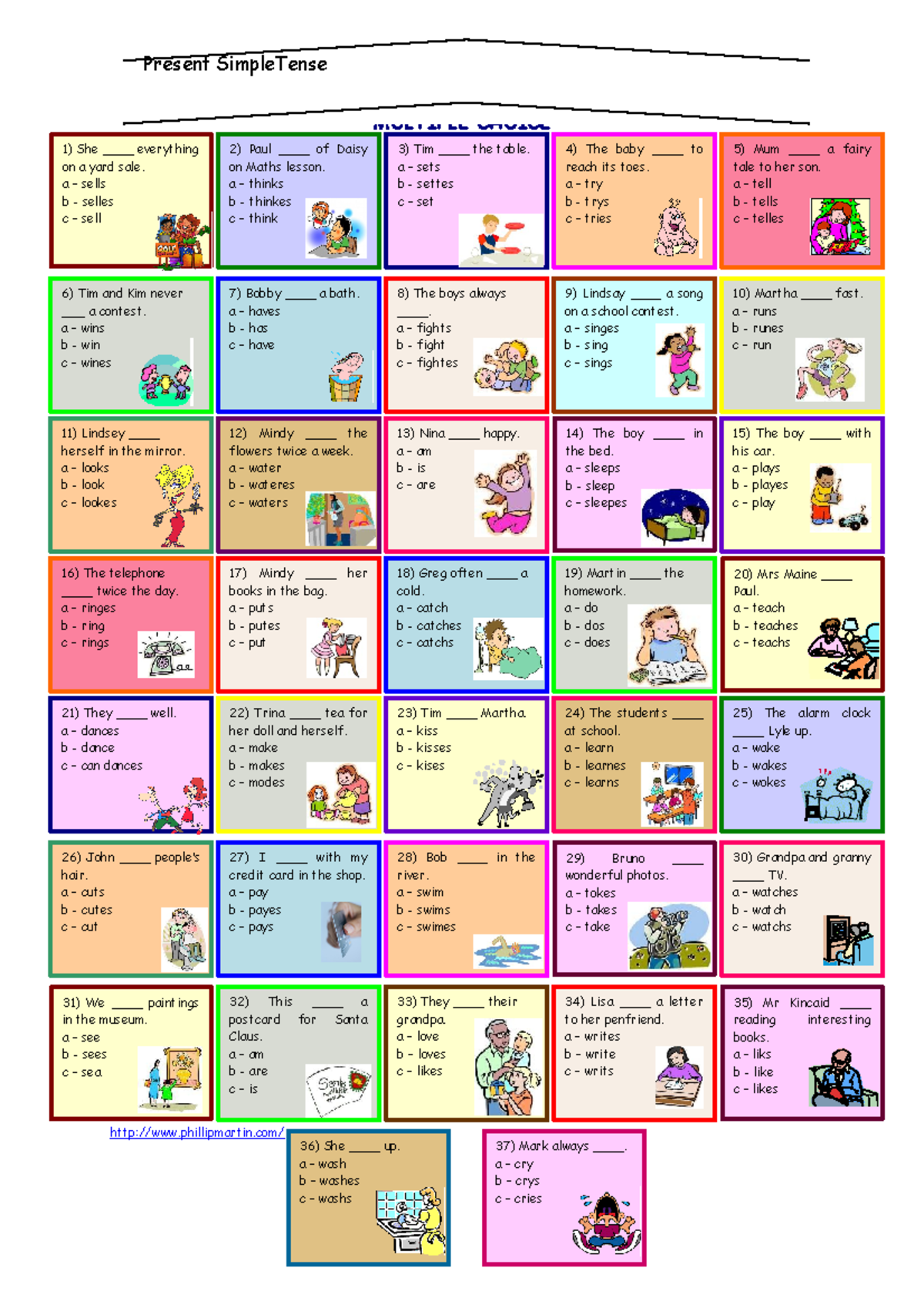 Present simple tense multiple choice exercise - MULTIPLE CHOICE phillipmartin/ Present ...