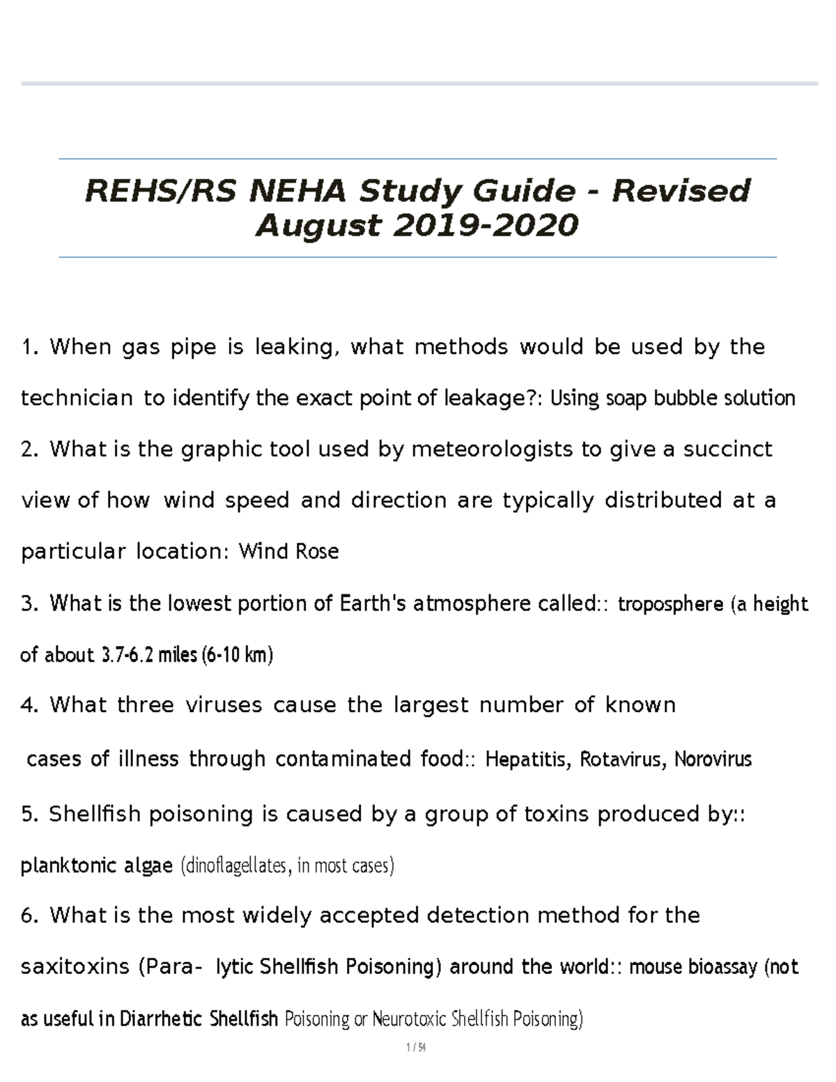 NEHA Study Guide: Key Concepts and Methods for Leak Detection and Food ...