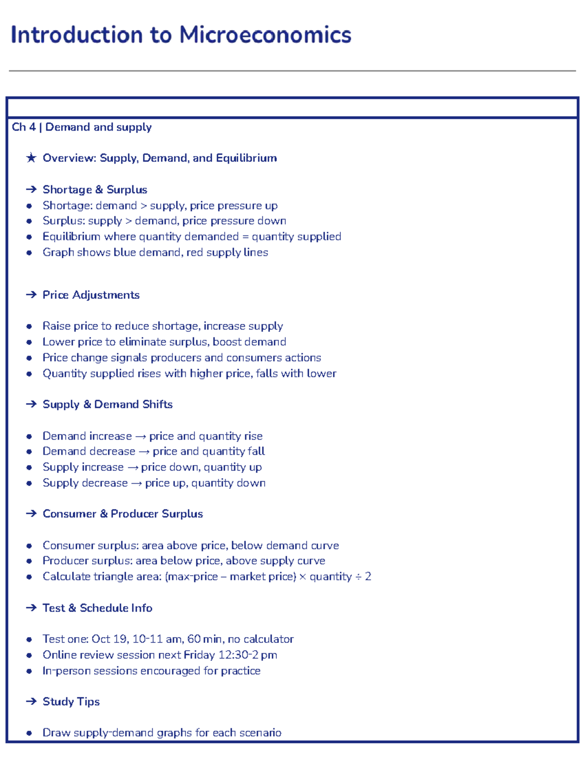 Economics Lecture Notes – Ch 4: Demand, Supply & Equilibrium Overview ...