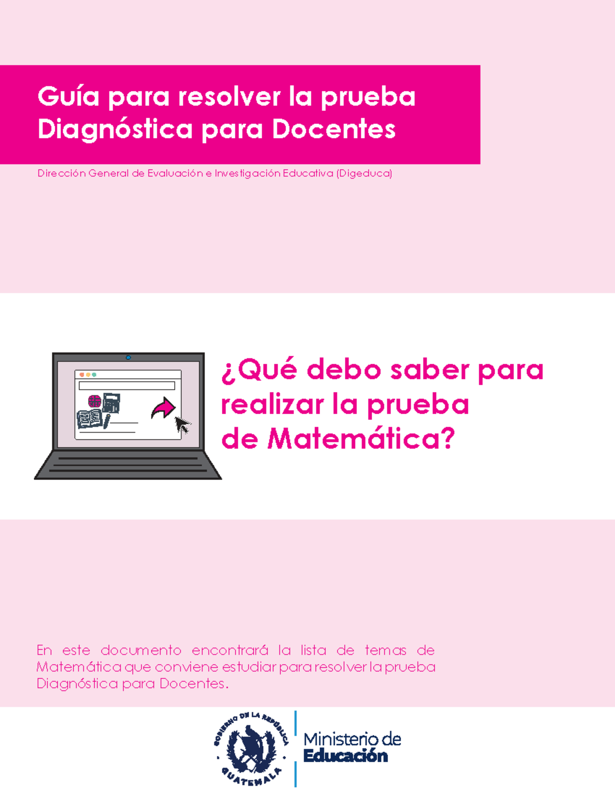 Guía para la Prueba Diagnóstica de Matemática 2024 (Digeduca) - Studocu