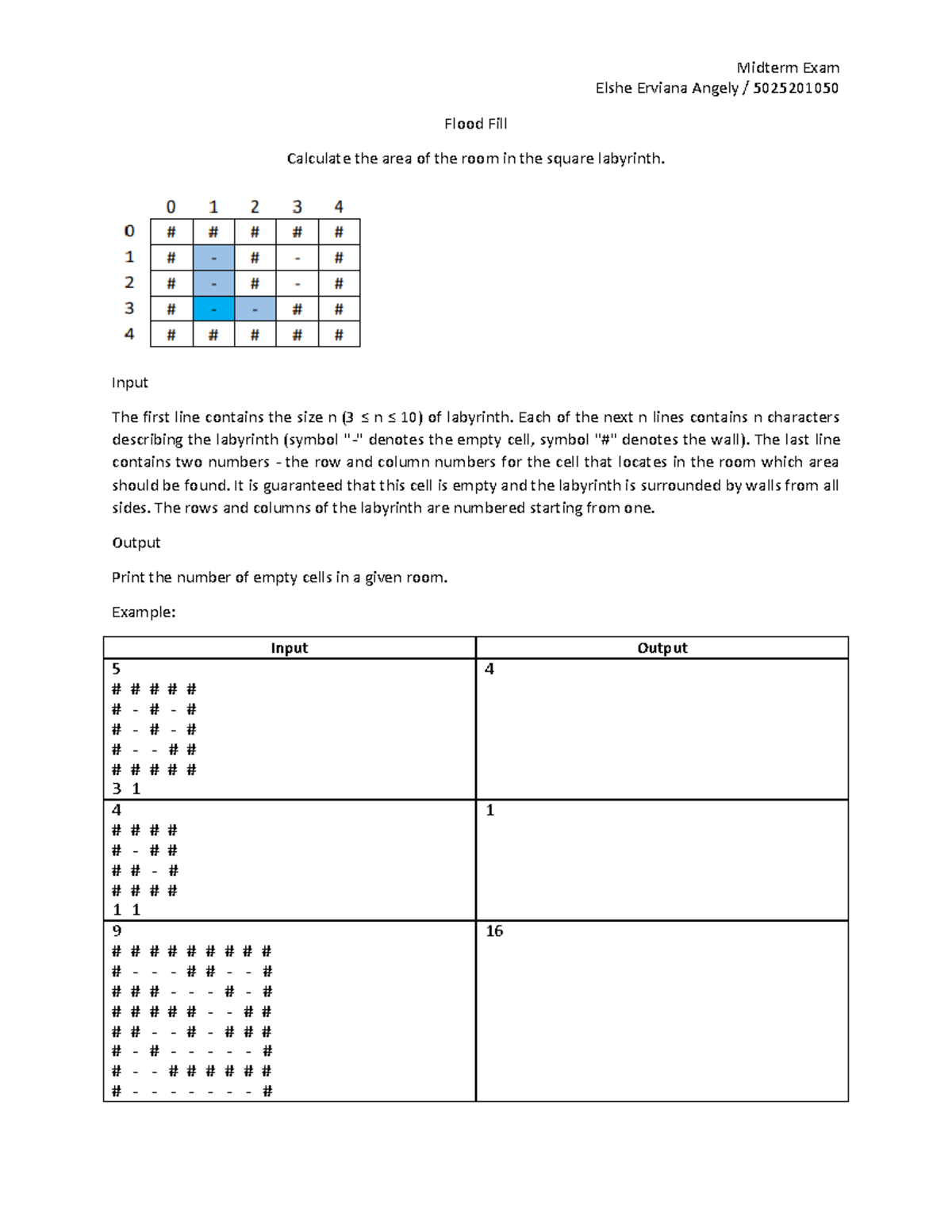 Flood Fill Problem - Midterm Exam Elshe Erviana Angely / 5025201050 ...
