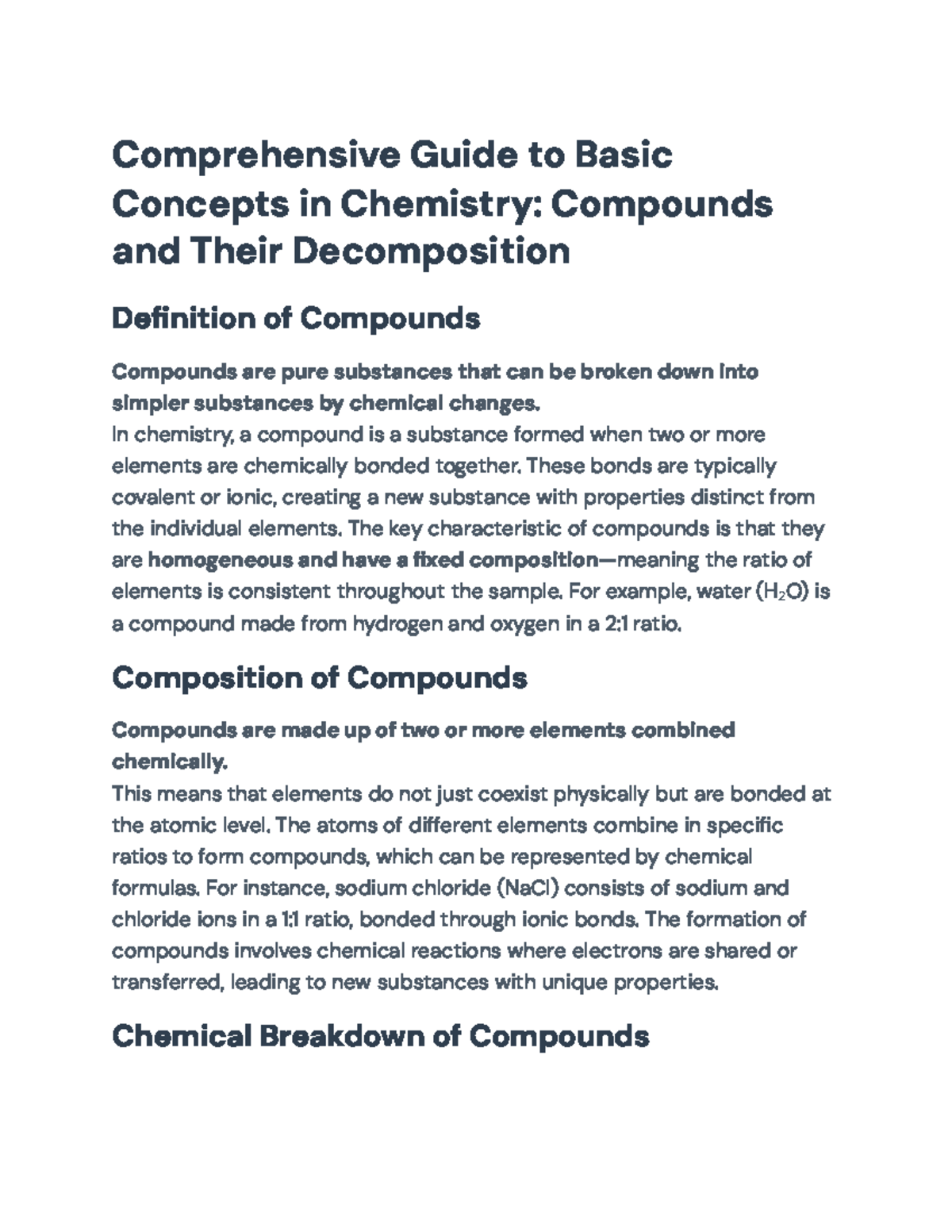 Comprehensive Guide to CHEM 101: Compounds and Decomposition Explained ...