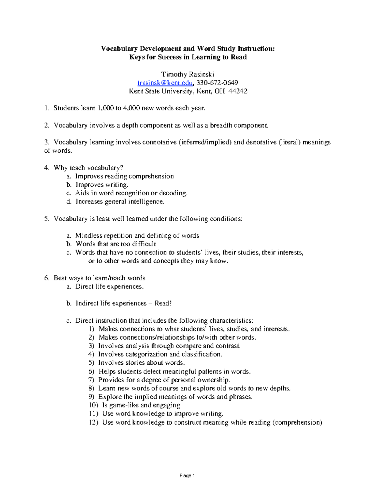 Vocabulary Development Strategies: Foundations for Effective Reading ...