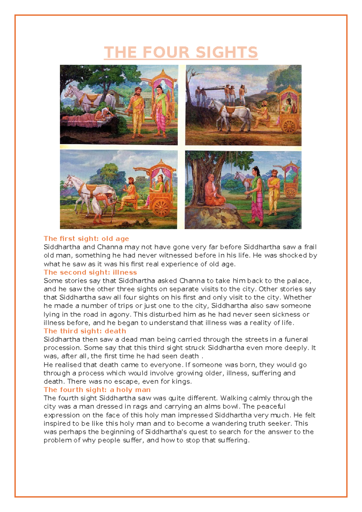 Origins of the Four Sights: Siddhartha's Transformative Journey - Studocu