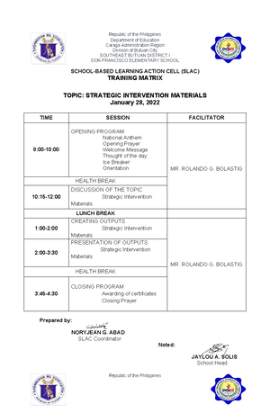 Sample MEMO Inset - Republic of the Philippines Department of Education ...