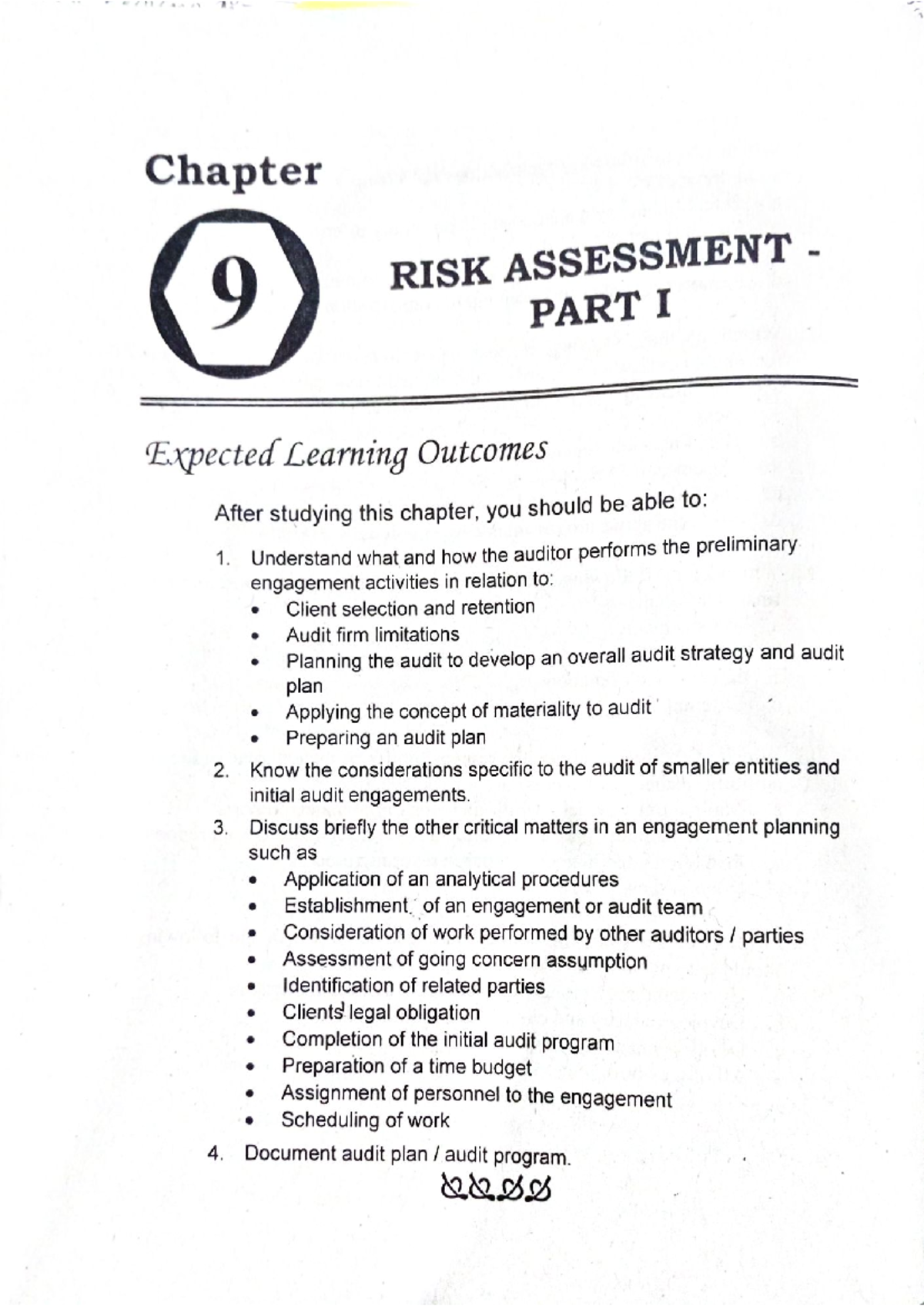 Chapter 9: Risk Assessment Part I - Audit Engagement Planning and ...