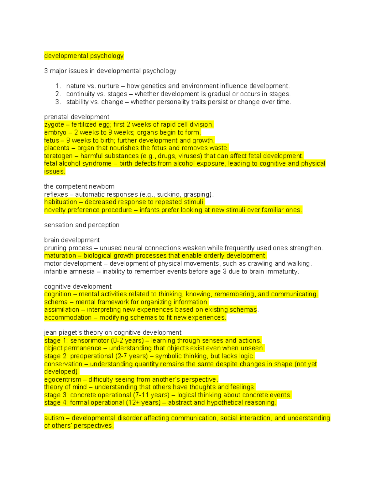 AP Psych Unit 9: Key Issues in Developmental Psychology Explained - Studocu
