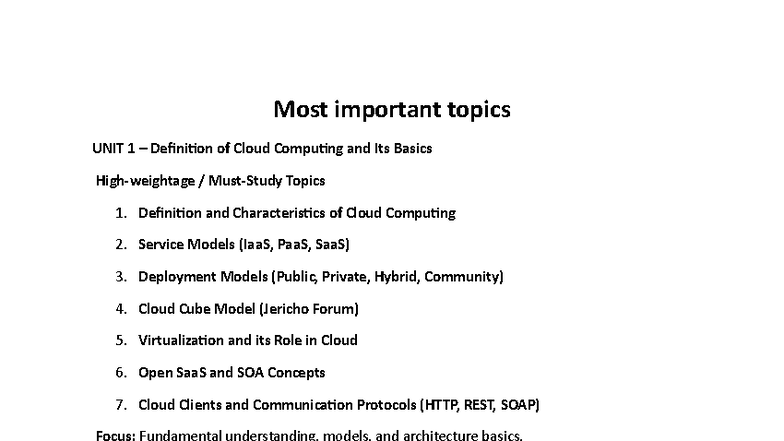 Cloud Computing Essentials: Key Topics & Concepts - Studocu
