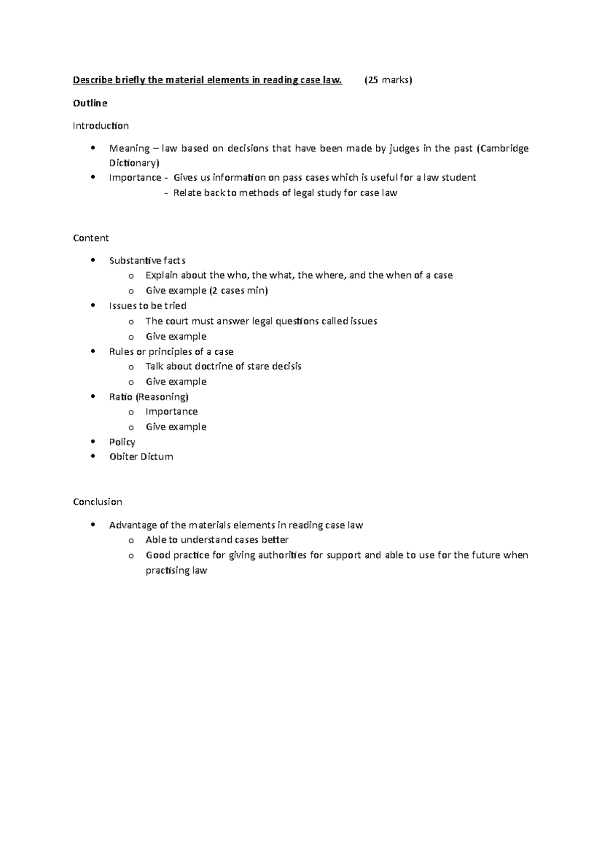 Material Elements in Reading Case Law - ITL Summary Notes - Studocu