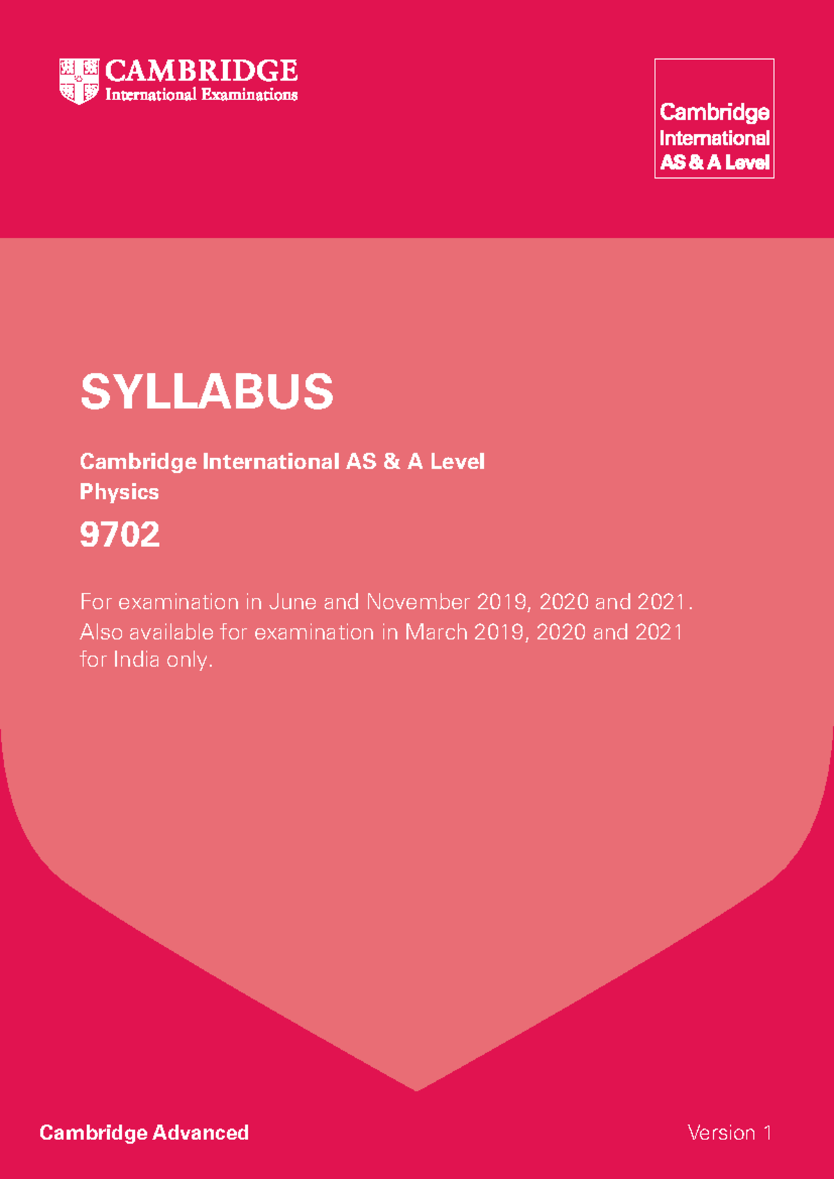 Cambridge International AS & A Level Physics 9702 Syllabus Overview ...