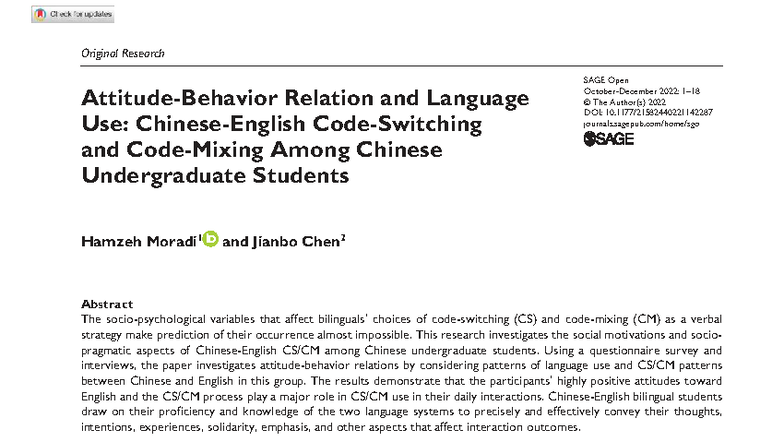 1142287 Final Research on Attitudes and Language Use in Chinese-English Code - Studocu