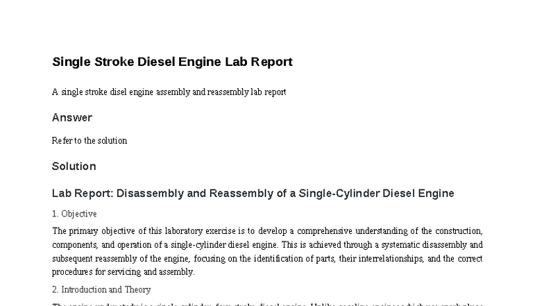 GPAI-20251127-TSK: Diesel Engine Lab Report on Assembly & Disassembly ...