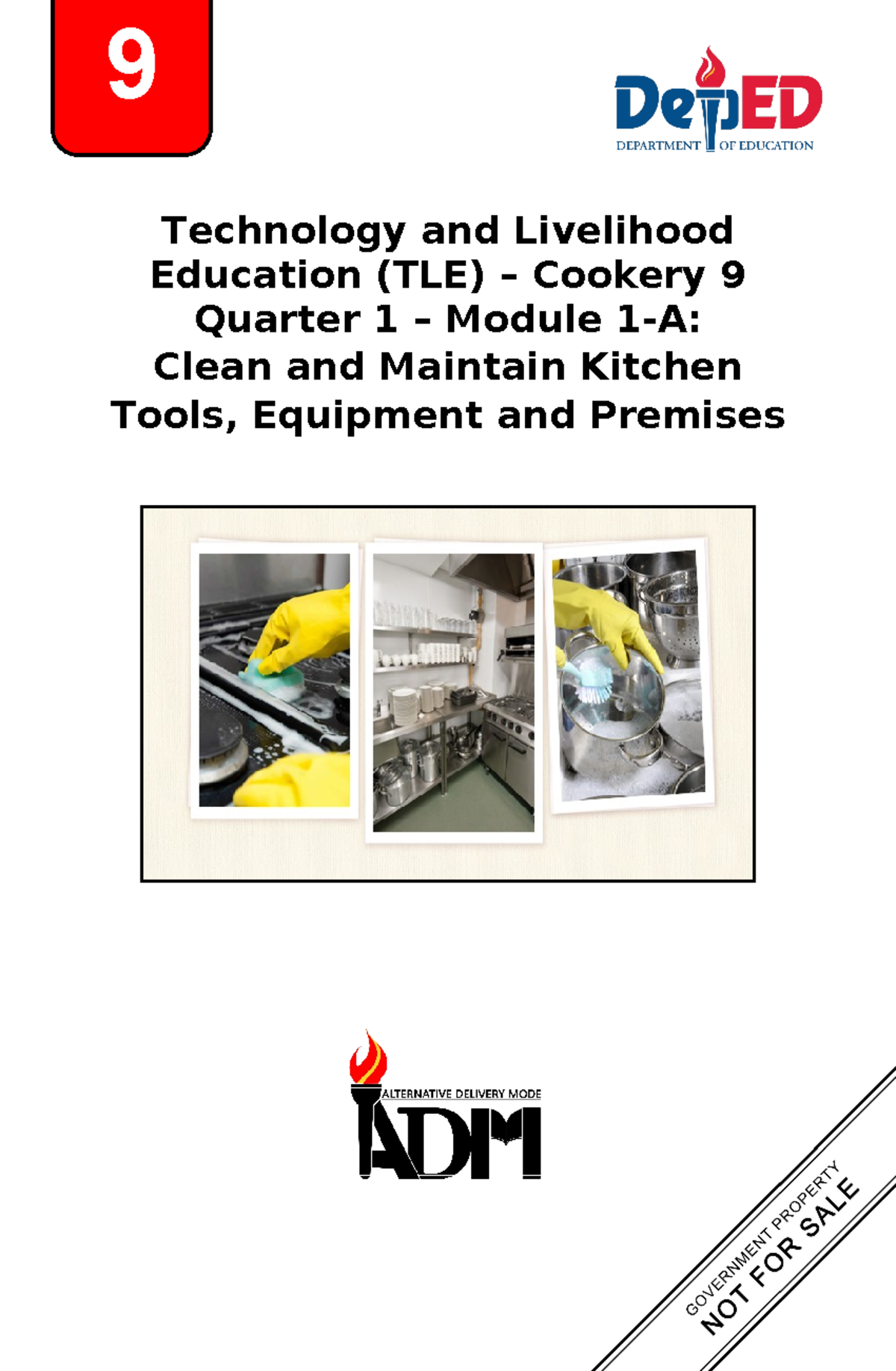 TLE Cookery 9 Quarter 1 Module 1-A: Kitchen Tools & Equipment Care ...