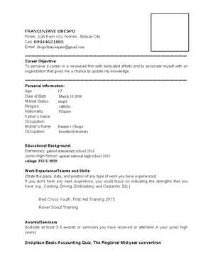 ABM 12 Work Immersion Application Letter Sample - Studocu