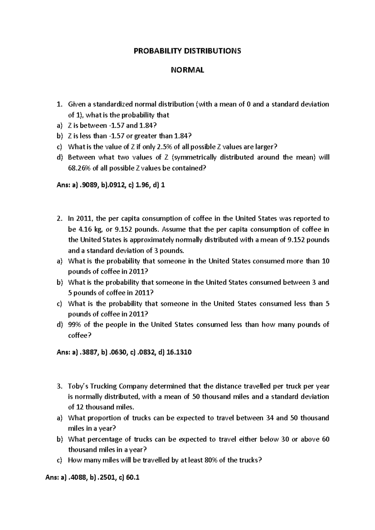 Sample Problems on Normal Distribution - PROBABILITY DISTRIBUTIONS ...