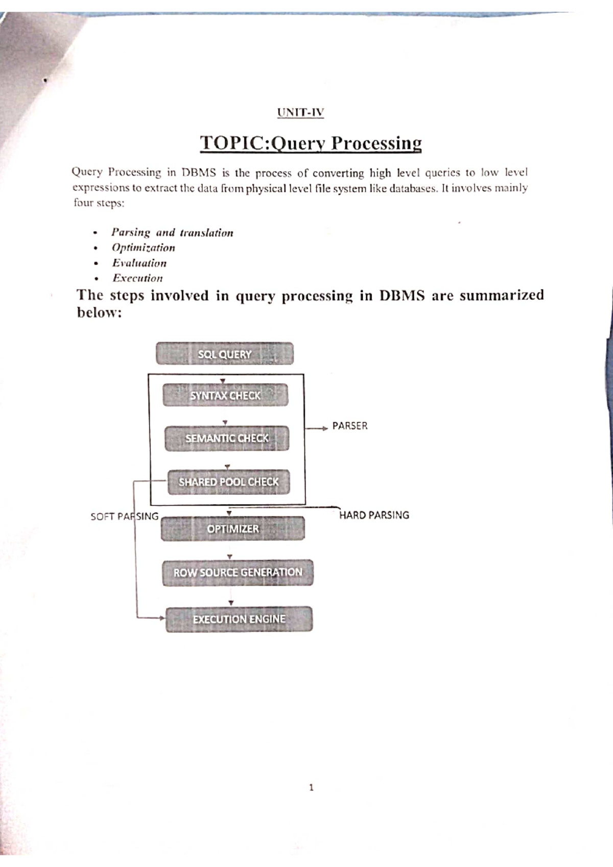 Unit 4 DBMS: Query Processing & Cost Estimation Notes for JNTUA ...