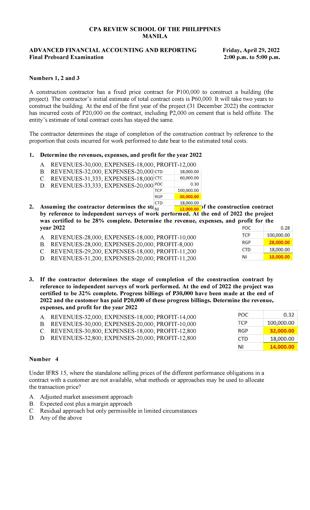 CPAR AFAR Final PB Batch 91 - CPA REVIEW SCHOOL OF THE PHILIPPINES MANILA ADVANCED FINANCIAL ...