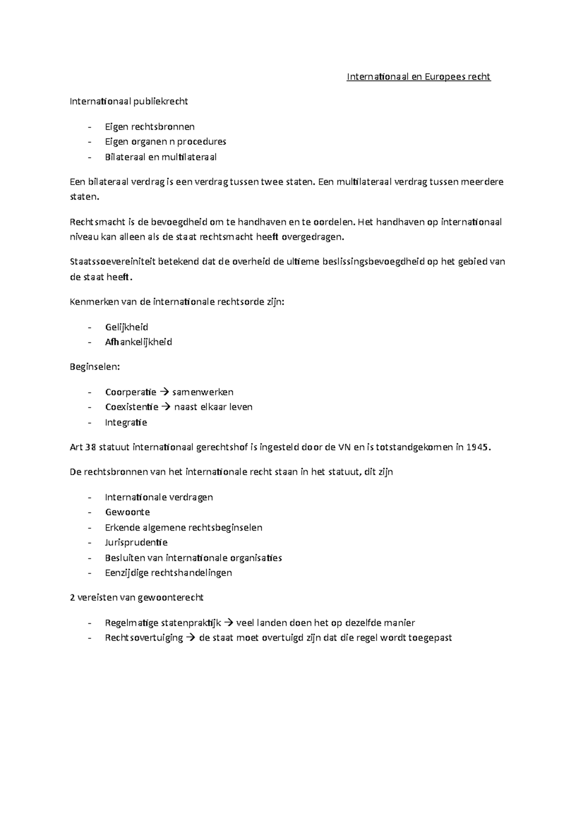 Samenvatting van Internationaal en Europees Recht - Samenvatting IE ...